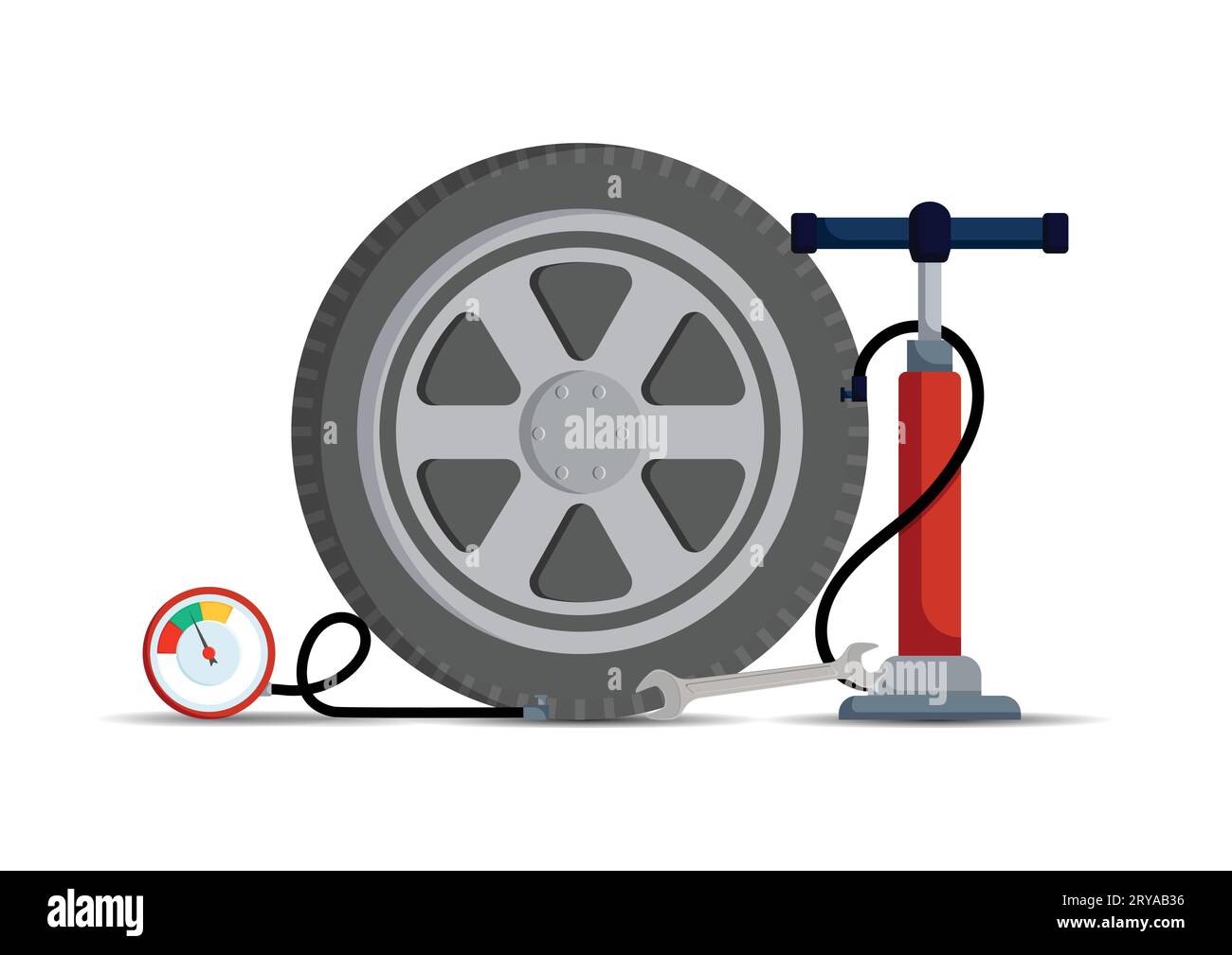 Man wheel flat tire Stock Vector Images - Alamy