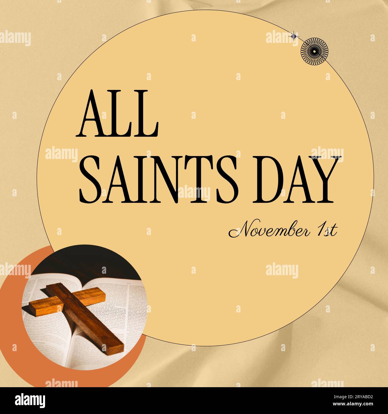 Composite of november 1st, all saints day text in circle and wooden ...