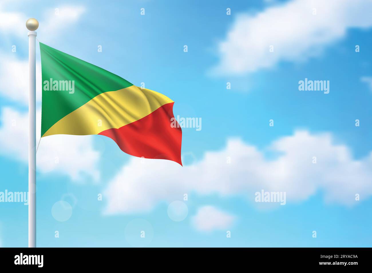Waving flag of Congo on sky background. Template for independence day ...