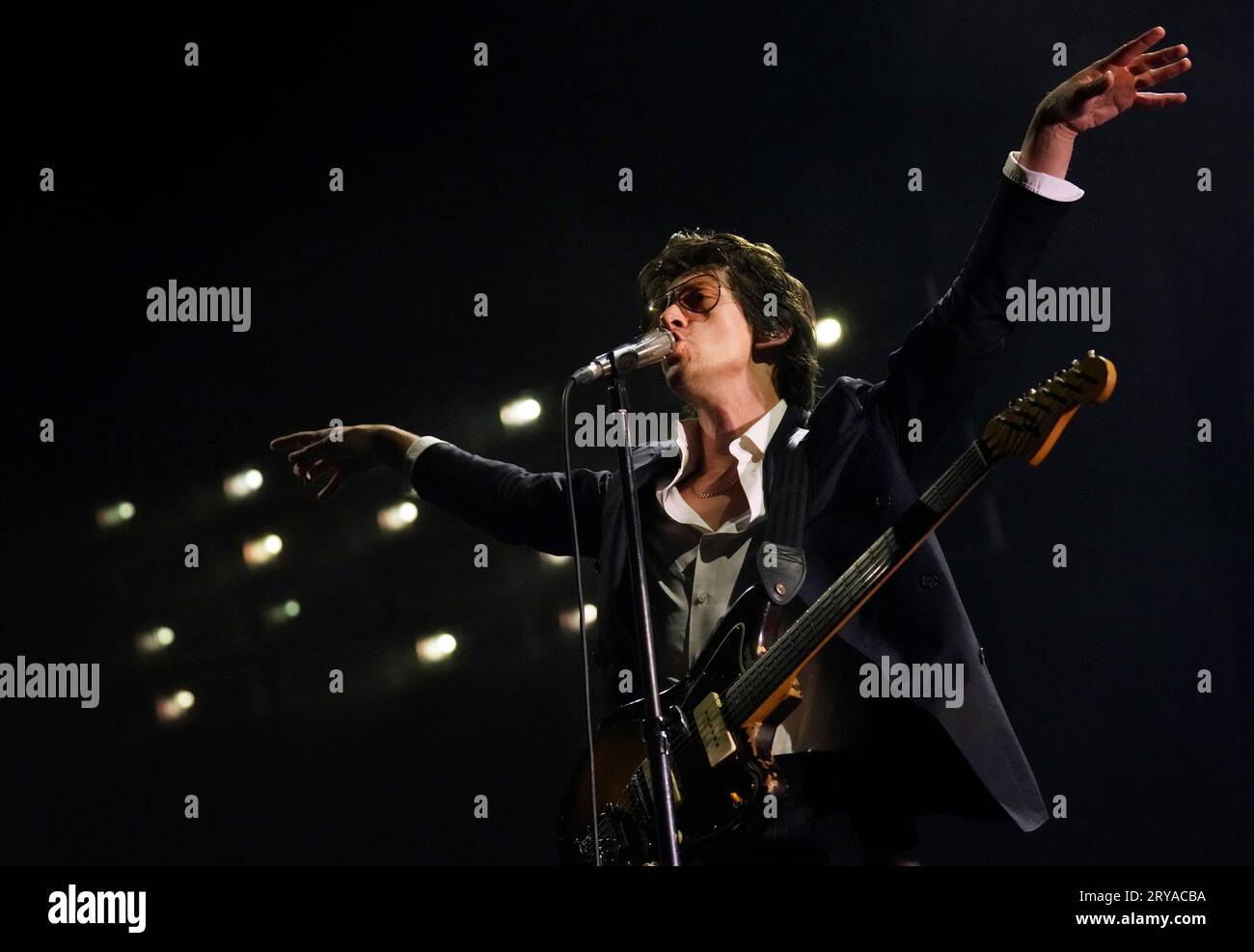 Alex Turner of Arctic Monkeys performs at the Kia Forum, Friday, Sept ...