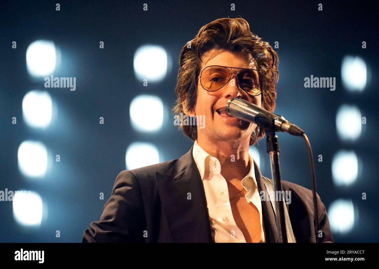 Alex Turner of Arctic Monkeys performs at the Kia Forum, Friday, Sept ...