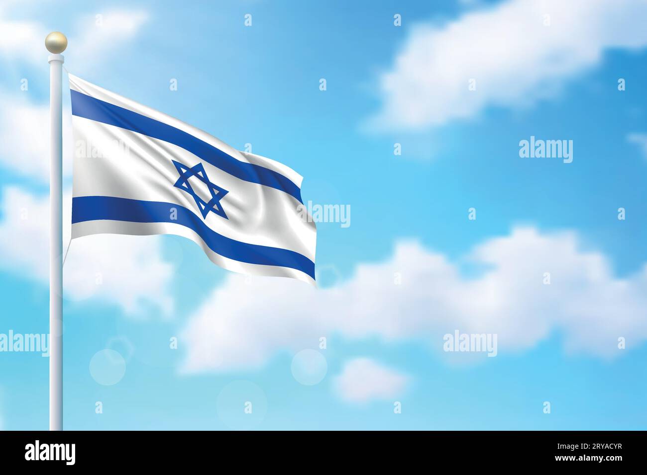 Waving flag of Israel on sky background. Template for independence day ...