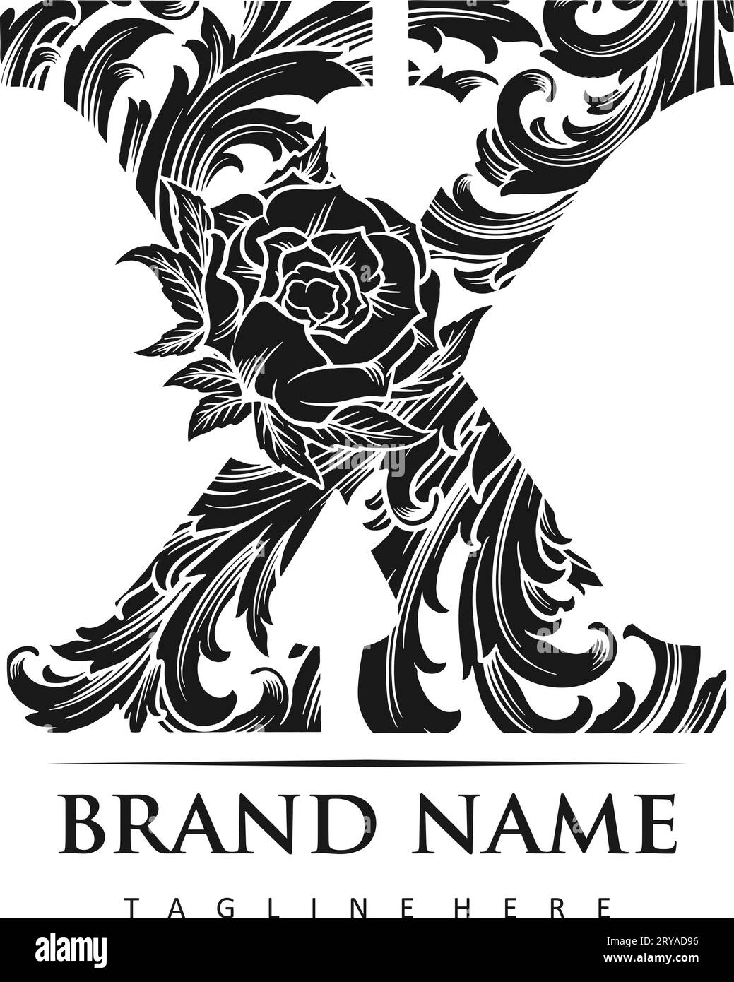 Vintage charm classic X monogram logo outline vector illustrations for ...