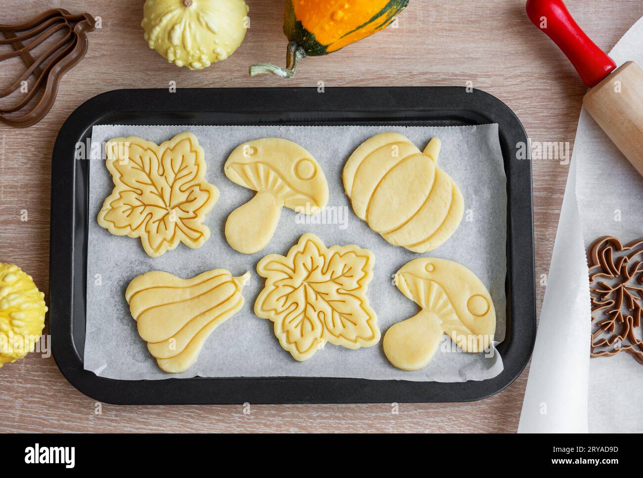 Preparation of festive cookies for baking in the oven. Ready-to-bake ...