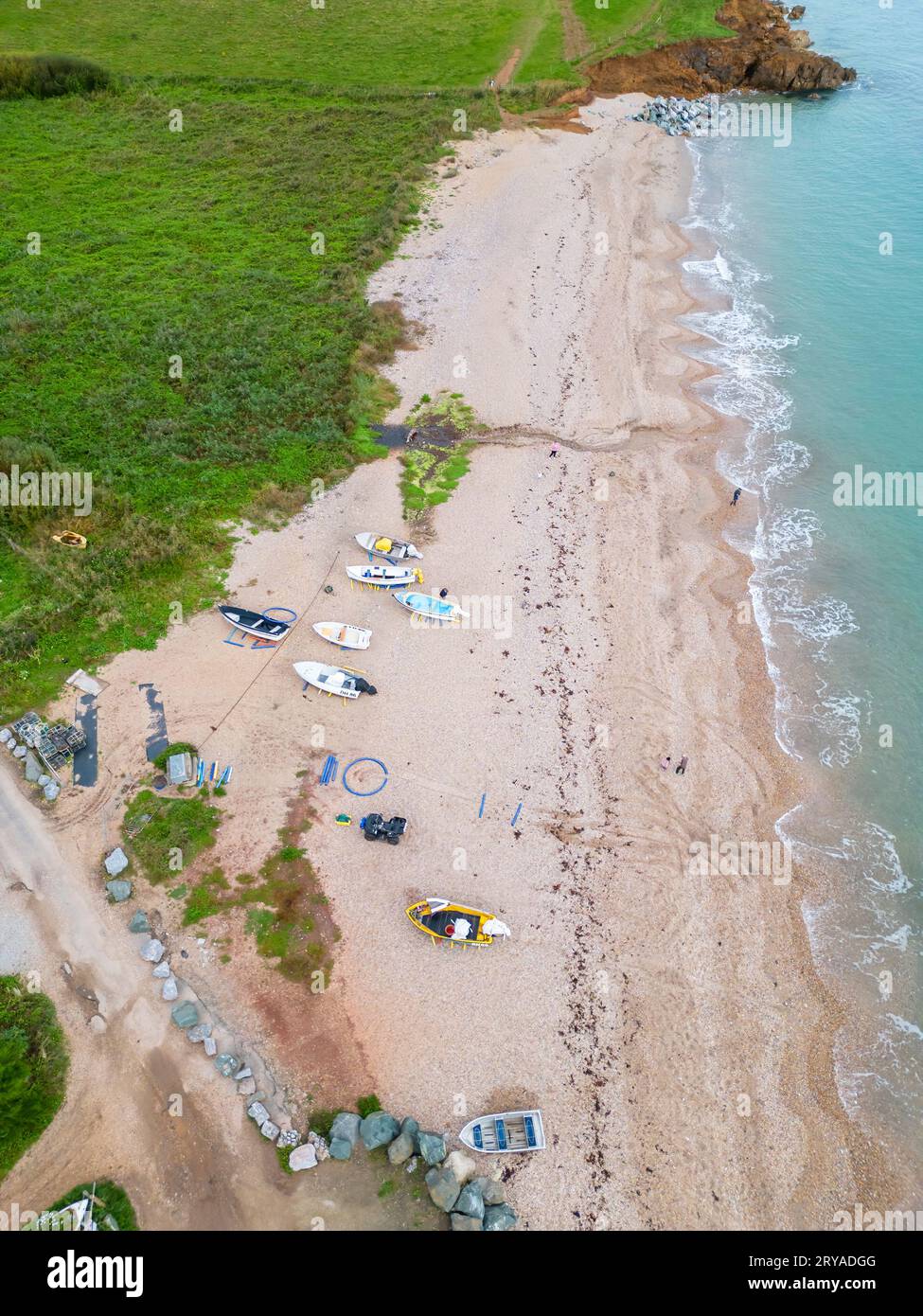 aerial view of the fine small beach at beesands on the south devon coast Stock Photo - Alamy