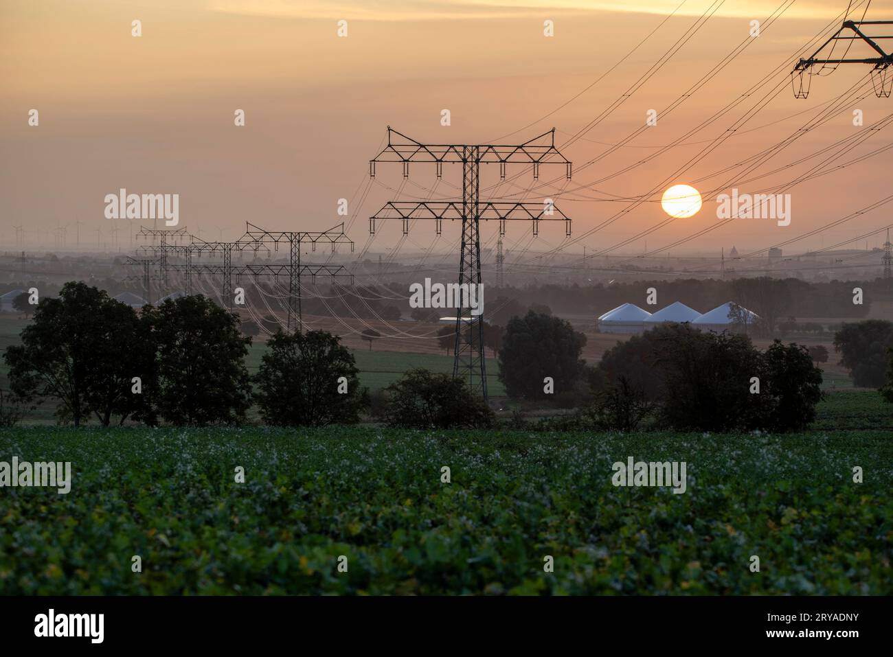 Sun rises behind electricity hi-res stock photography and images - Alamy