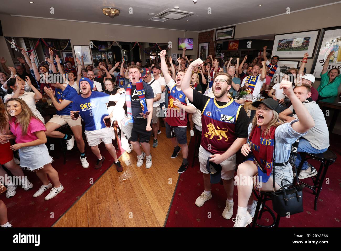 Melbourne, Australia. 30th Sep, 2023. Brisbane Lion fans react while ...