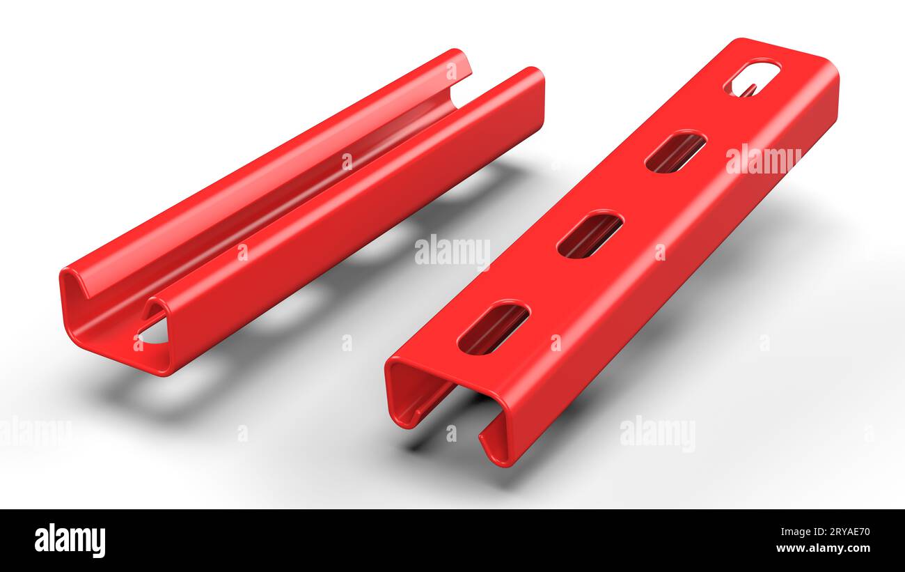 Red Slotted Channels. Durable And Tough Build. 3d render. Isolated on ...