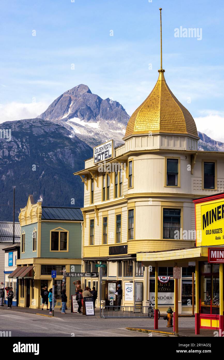 Historic Golden North Hotel on Broadway, Skagway, Alaska, USA Stock ...
