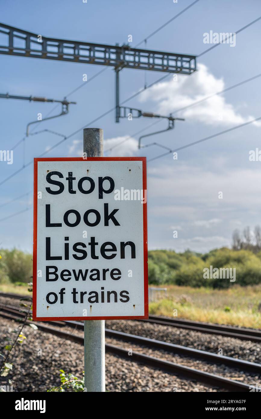 Electric Railway Crossing Warning Sign Stock Photo - Alamy