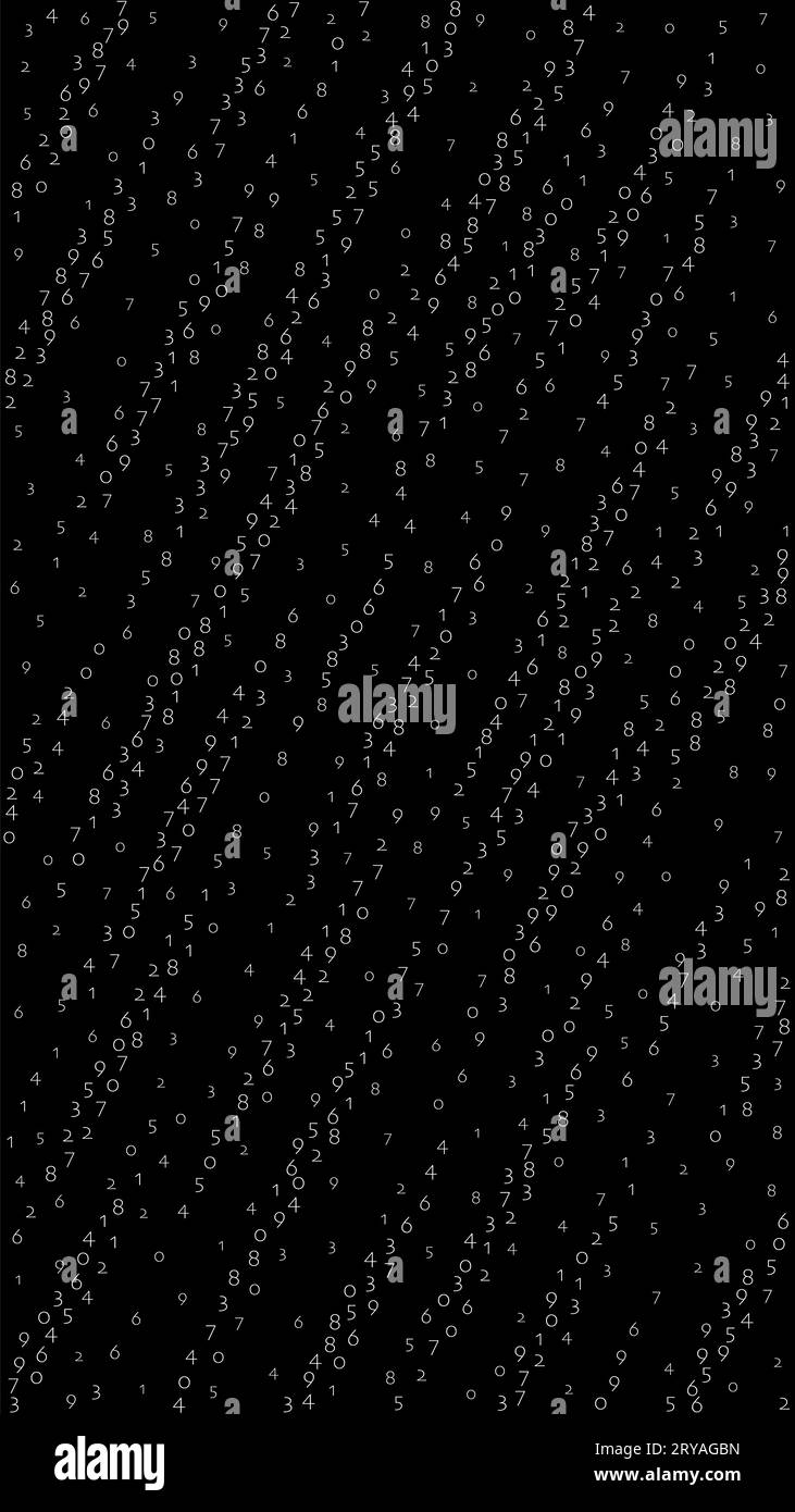 Falling numbers, big data concept. Binary white flying digits. Lovely ...