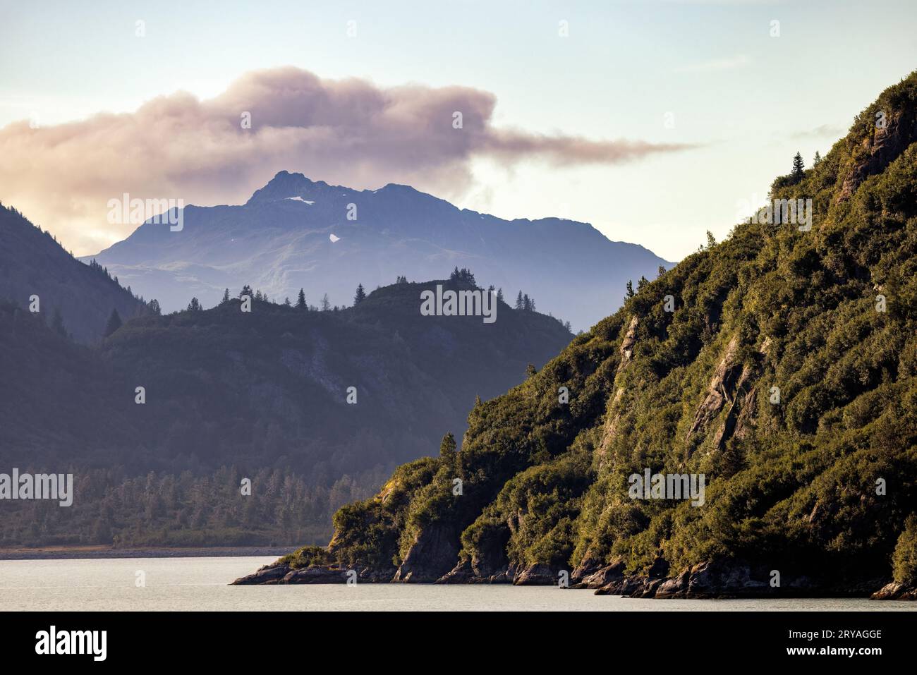 Coastal mountain landscape in Glacier Bay National Park and Preserve, near Juneau, Alaska, USA ...