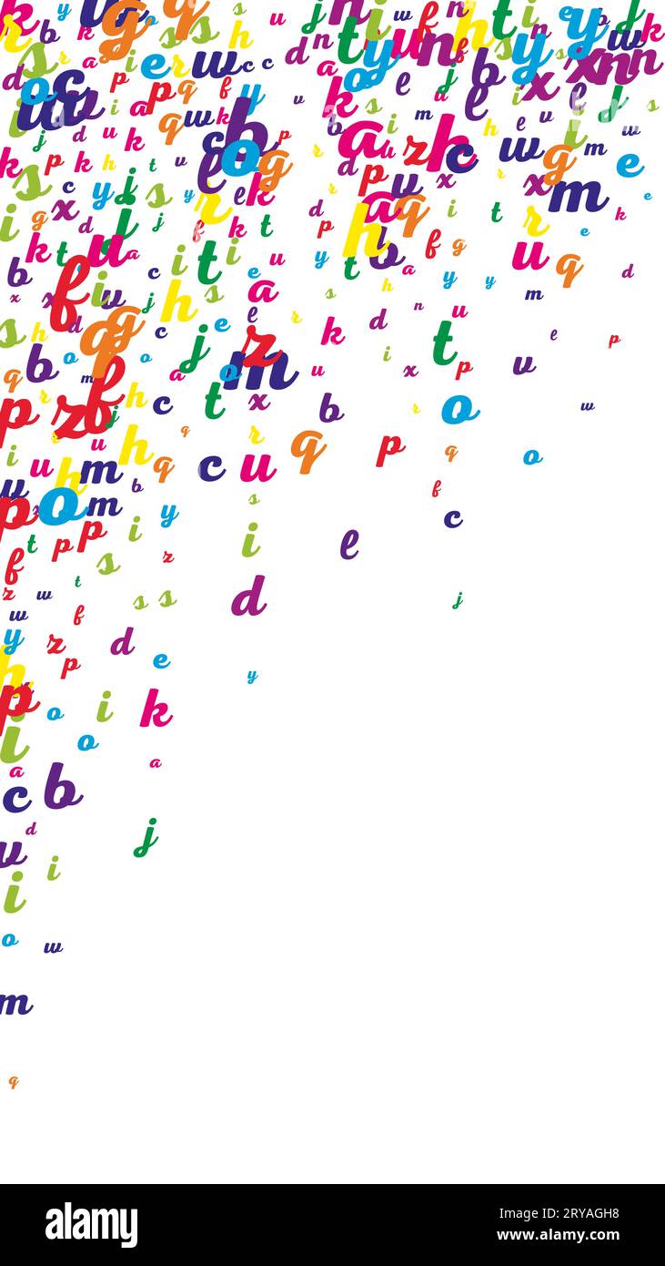 Concept of school background. Colorful childish falling letters of ...