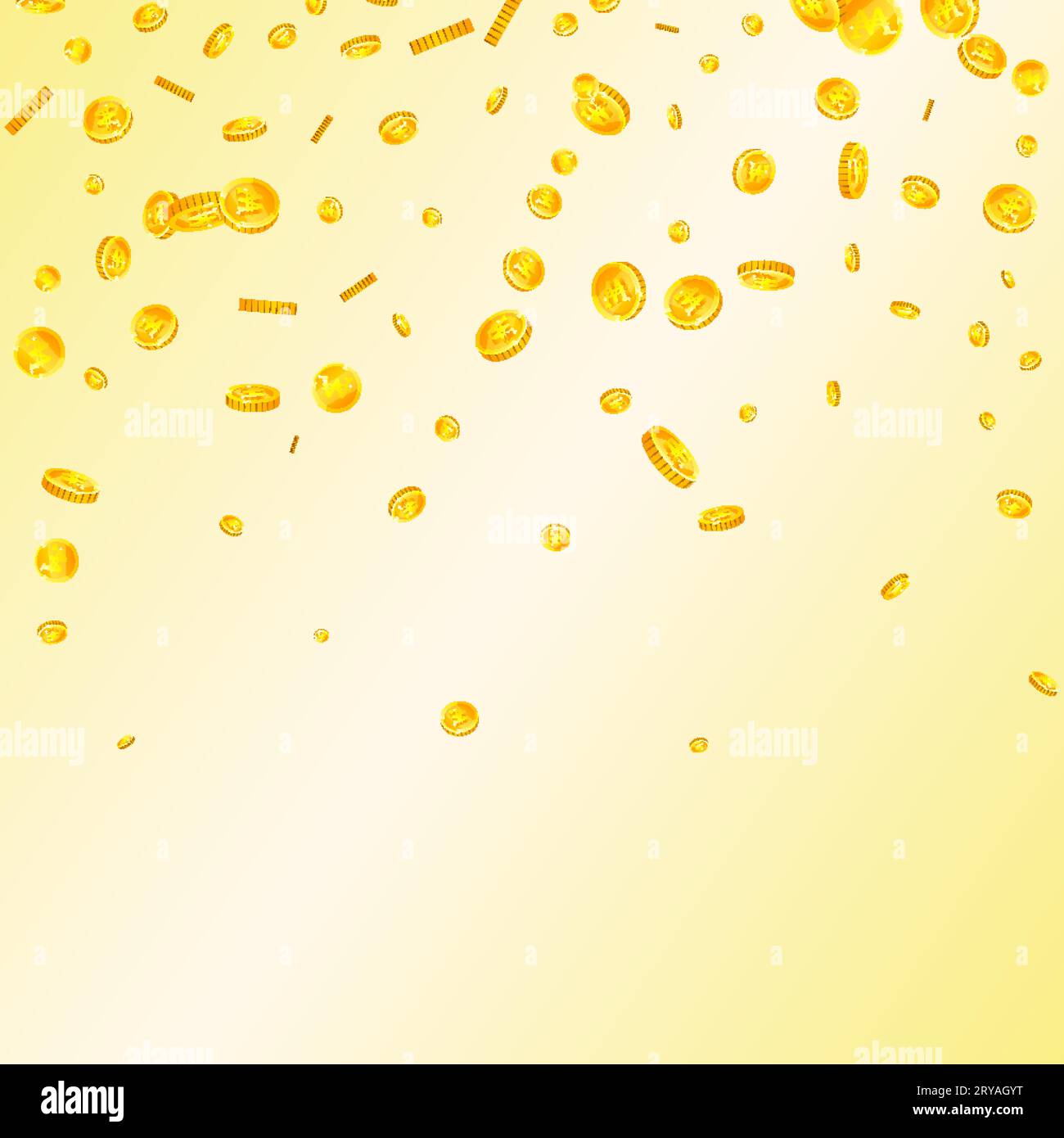 Korean won coins falling. Scattered gold WON coins. Korea money. Global ...