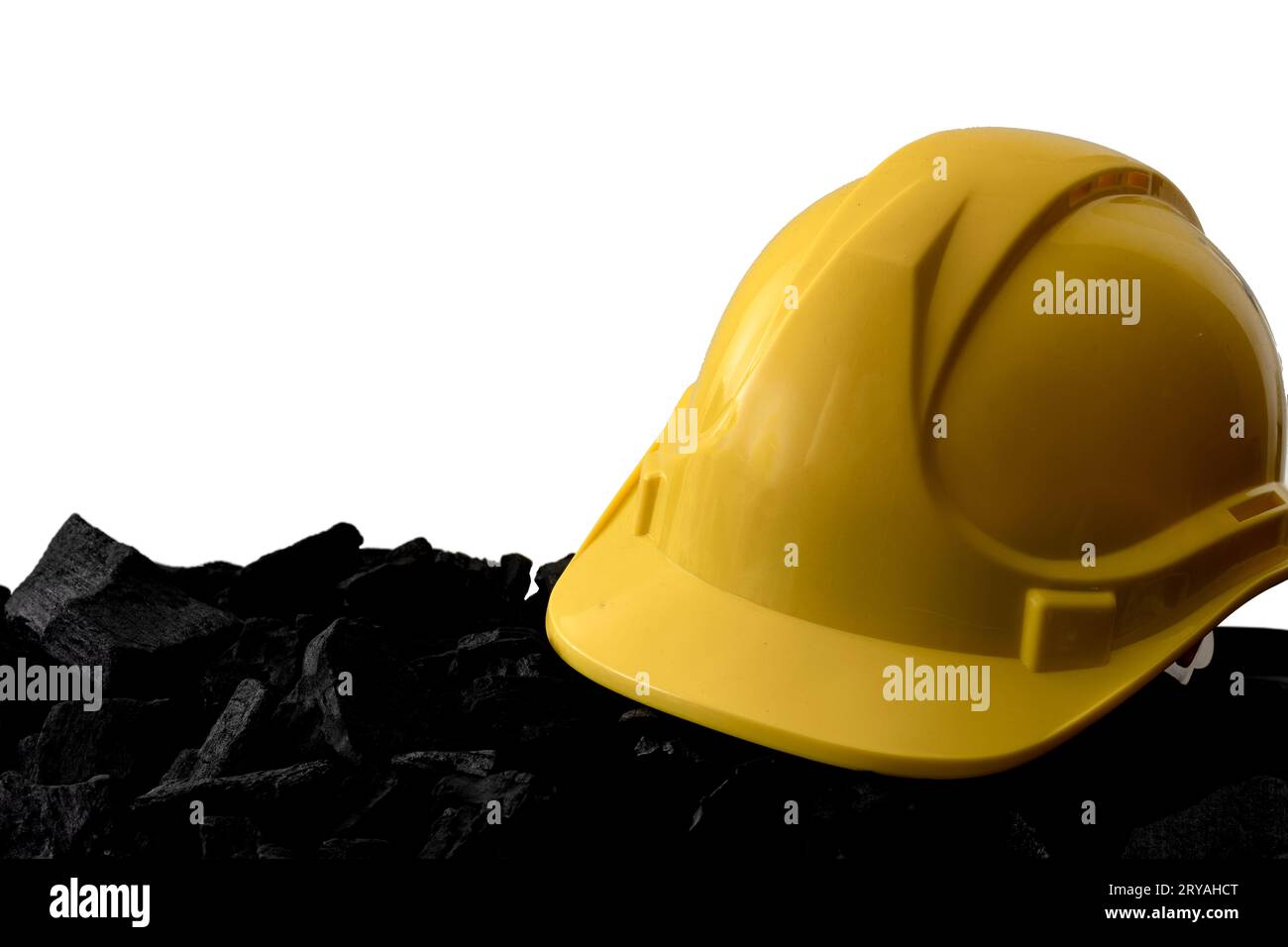 Yellow Hard Hat and Coal Isolated on Transparent Background with ...