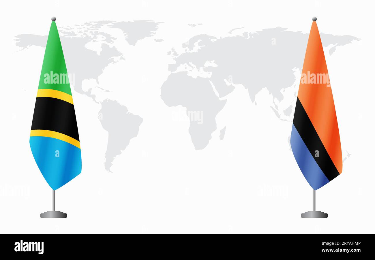 Tanzania and Chagos Islands flags for official meeting against ...
