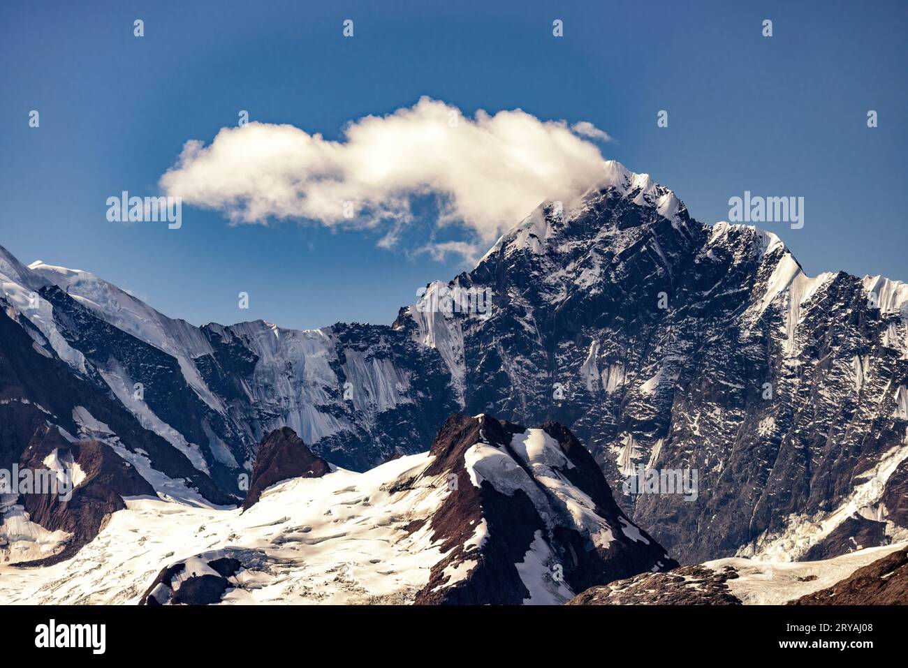 Fairweather Mountain range above the Johns Hopkins Glacier in Glacier ...