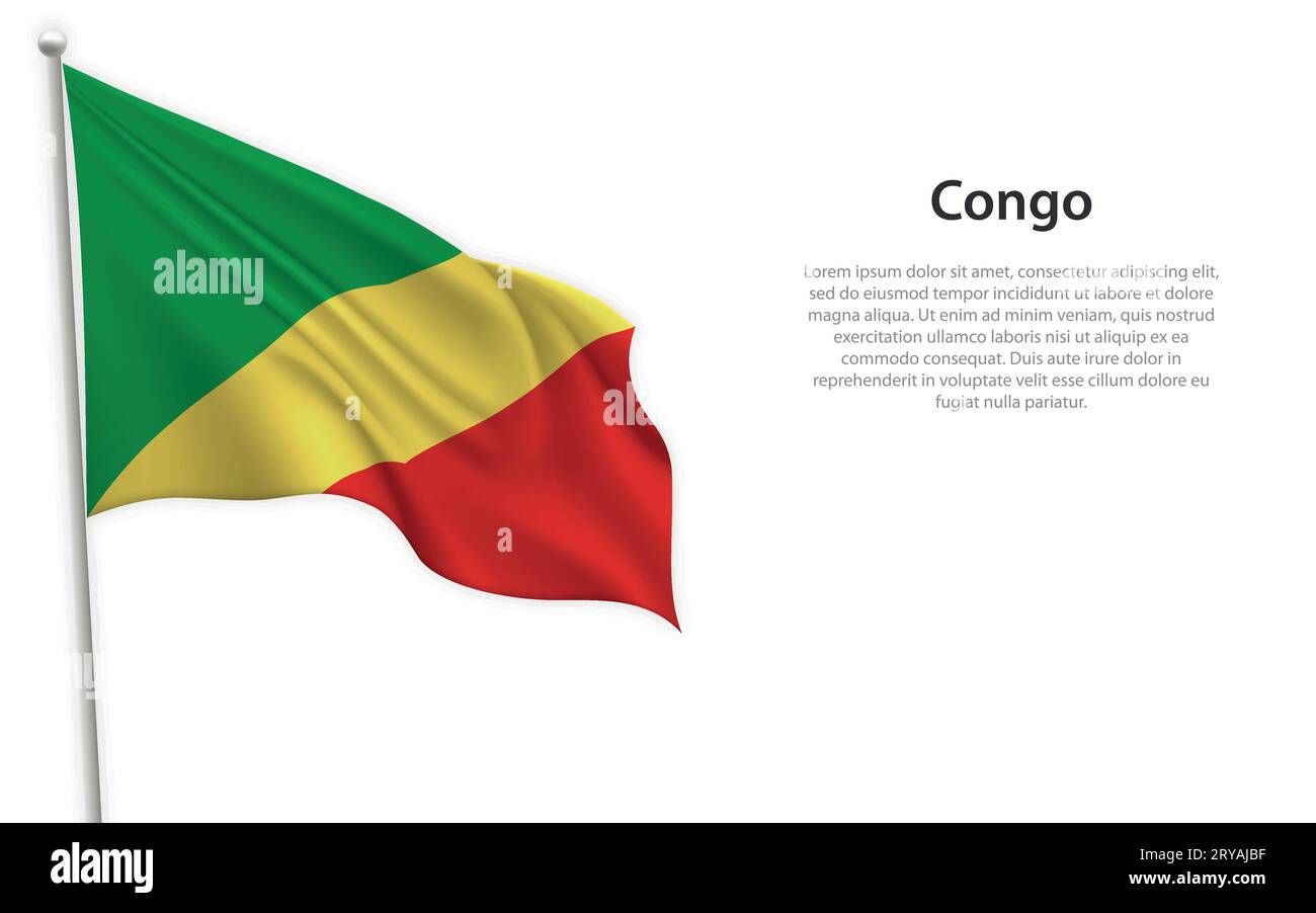 Waving flag of Congo on white background. Template for independence day ...