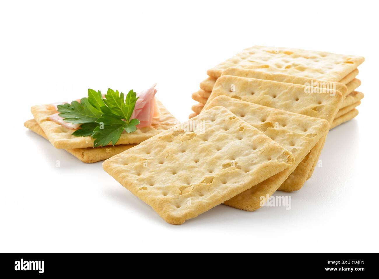 Crackers with Ham Stock Photo - Alamy