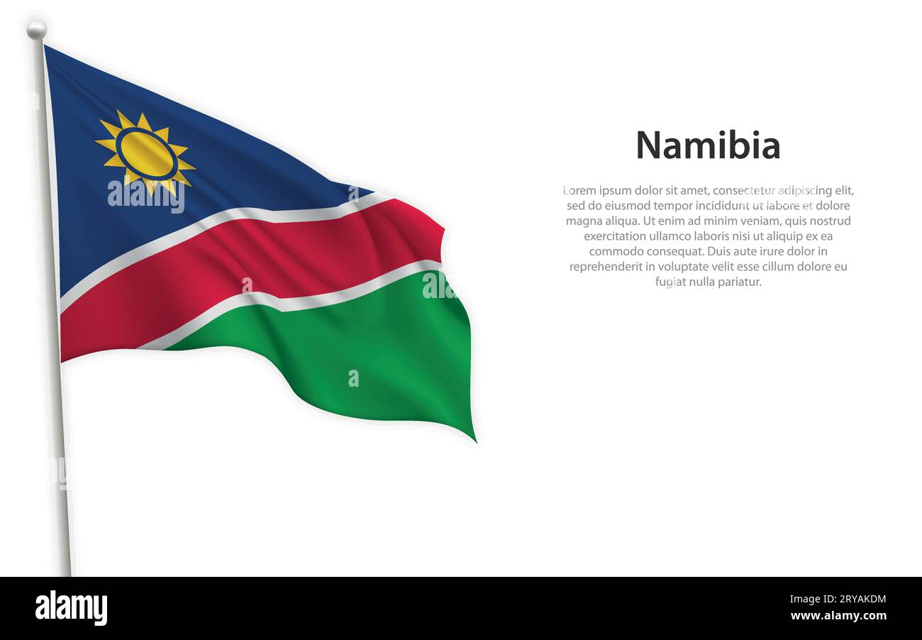 Namibia flag on pole sky Cut Out Stock Images & Pictures - Alamy