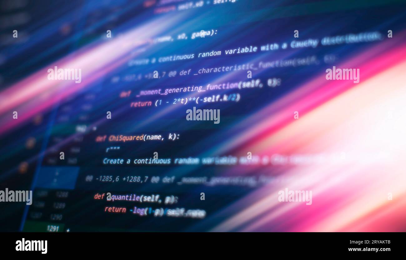 computer code with virtual screen. Programming code Stock Photo - Alamy
