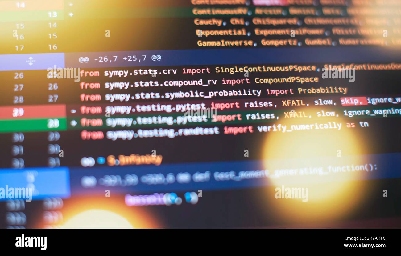 Monitor closeup of function source code. Abstract IT technology ...