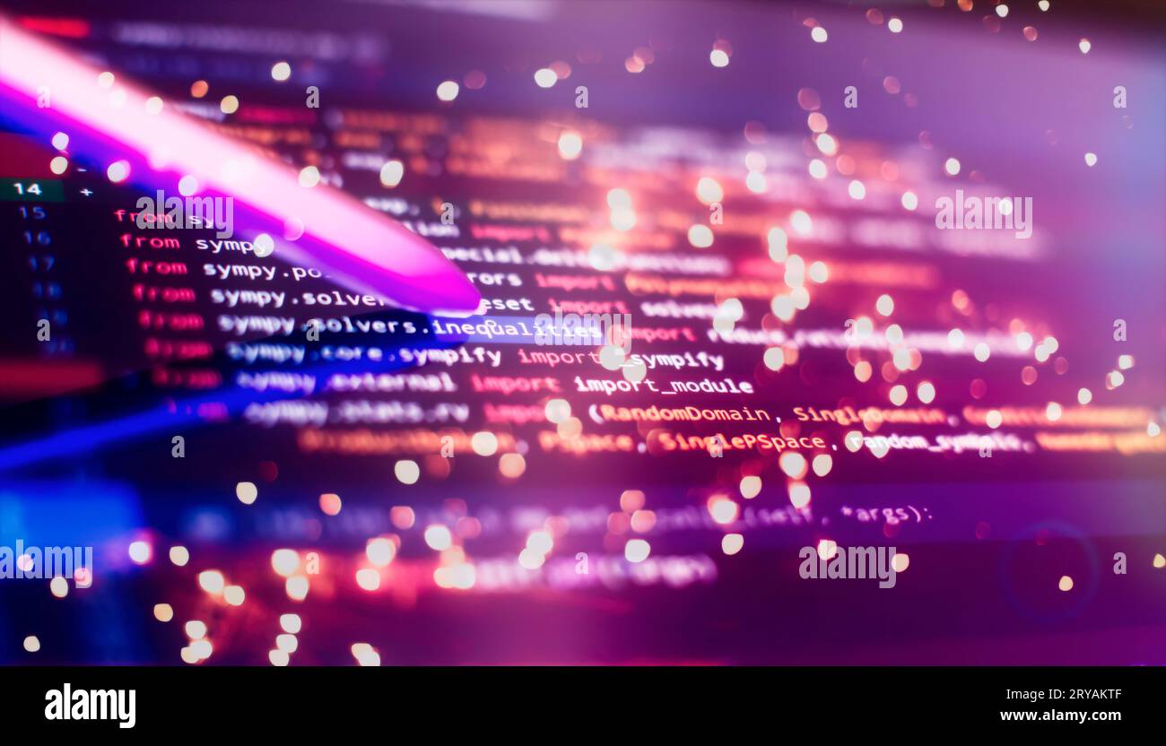 computer code with virtual screen. Programming code Stock Photo - Alamy