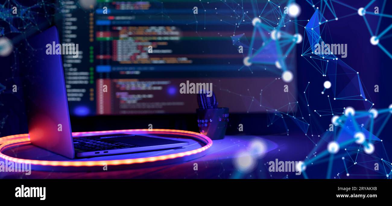 Seo Optimization Modern Tech Php Syntax Highlighted Writing Programming Functions On Laptop