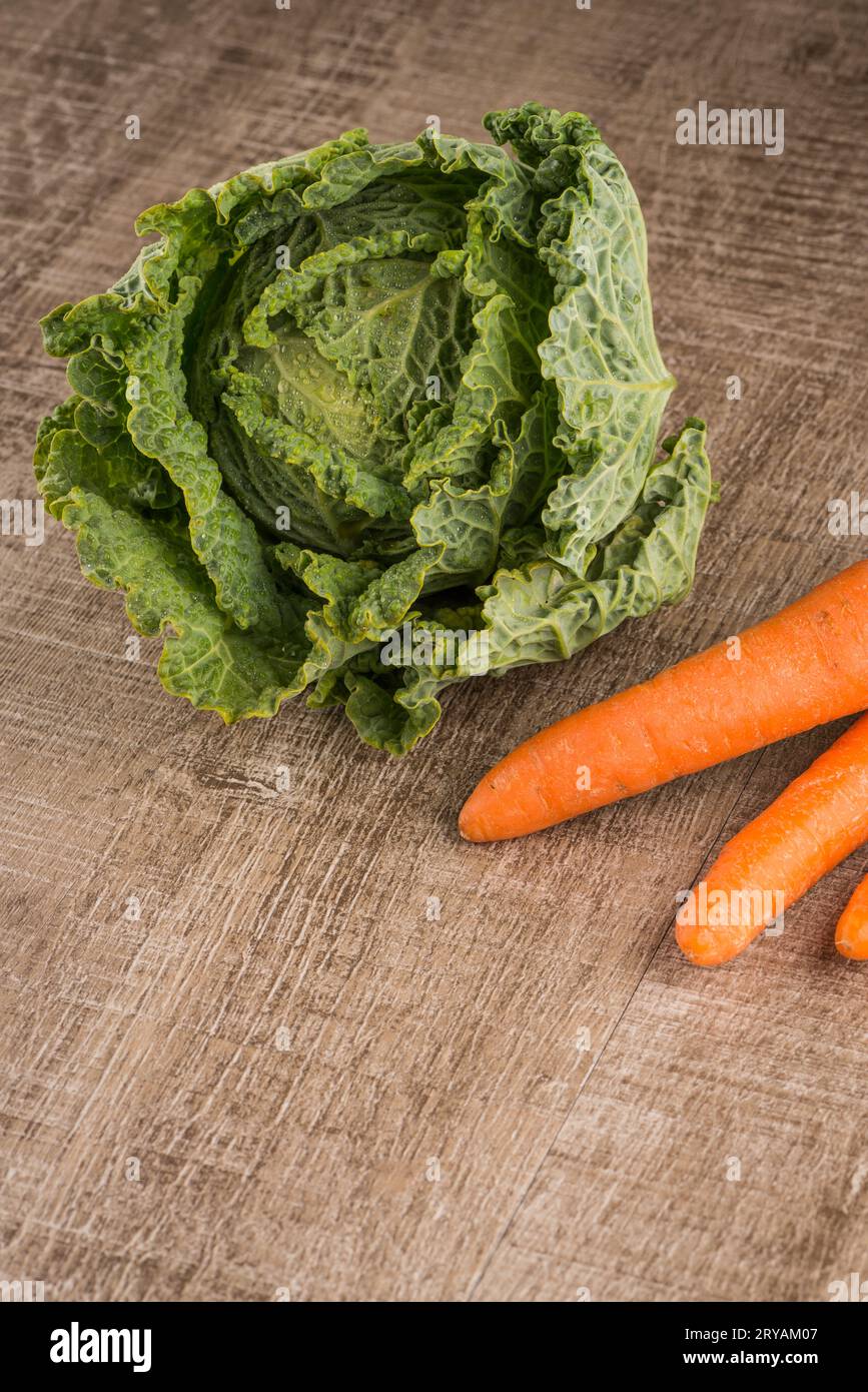 Savoy cabbage and carrots Stock Photo - Alamy