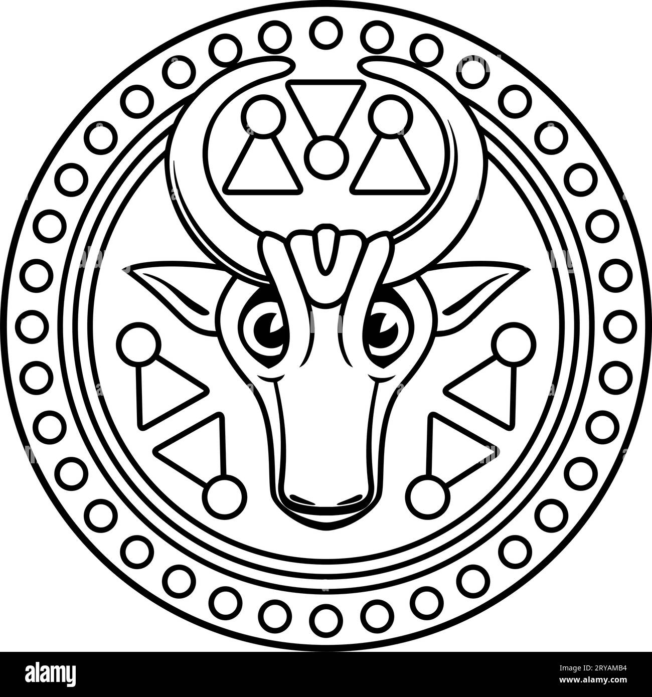 Bull, Ox, Ancient Badge, Sign. Outline Vector Clipart Stock Vector ...