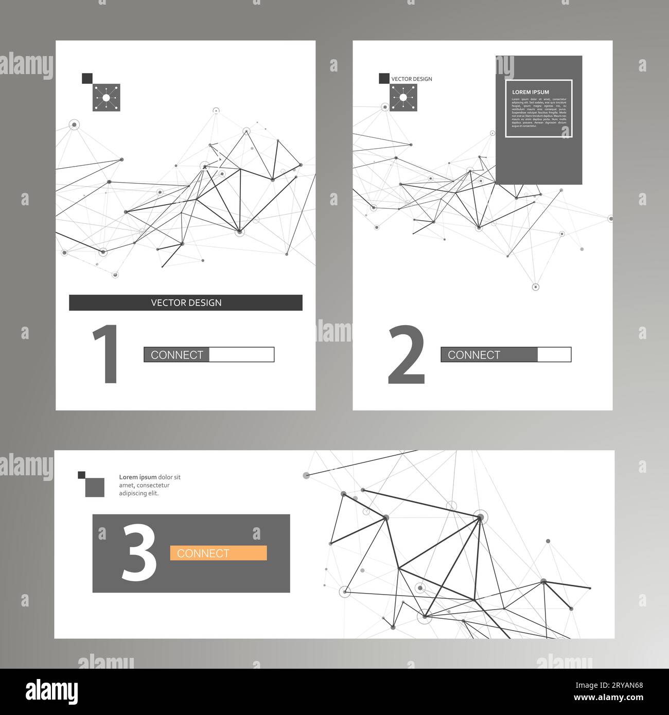 Vector layout of A4 format cover design templates. Technology, science ...
