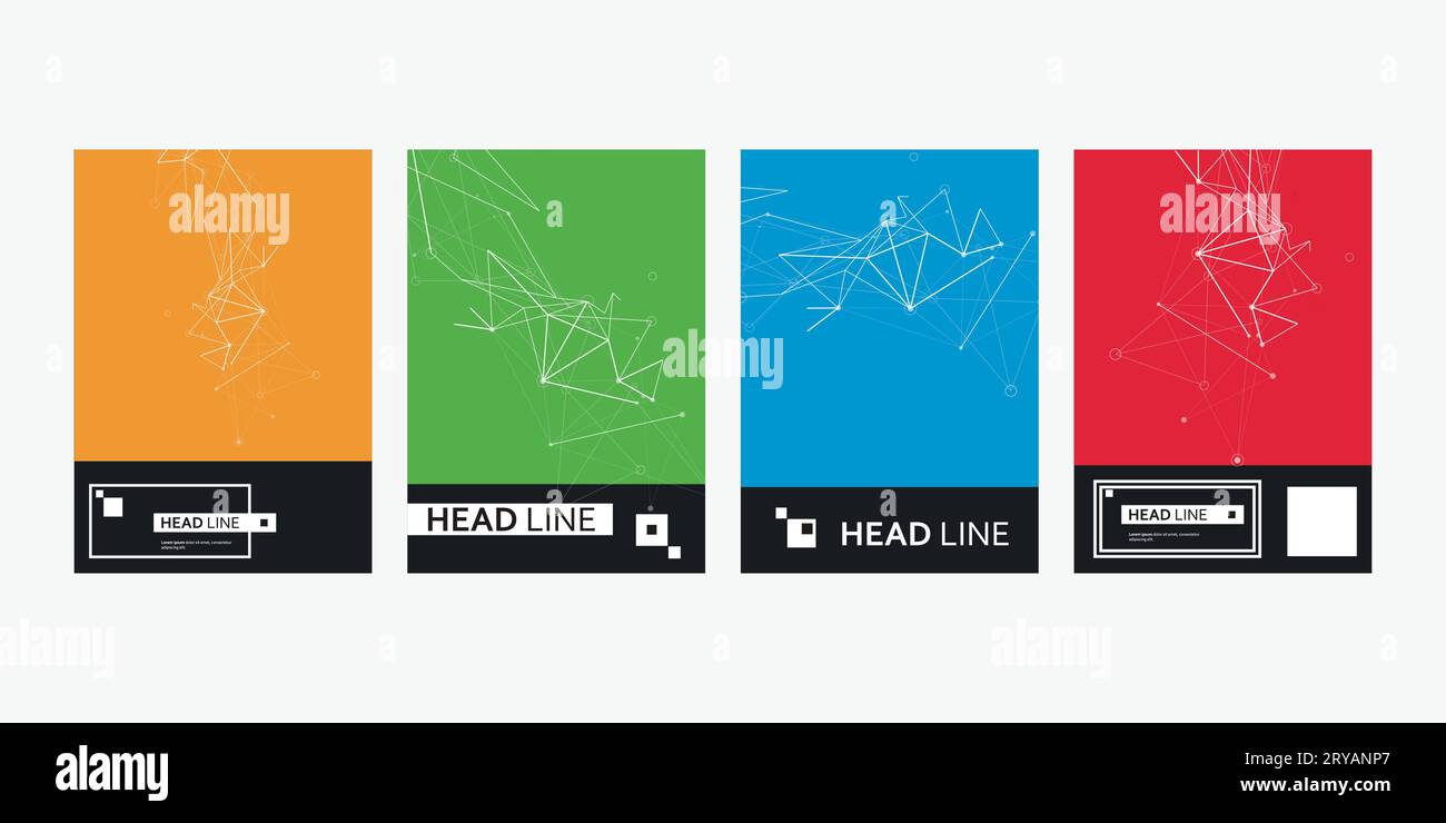 Abstract Brochure Design With Geometric Connect Molecule Geometric Template For Magazine Stock