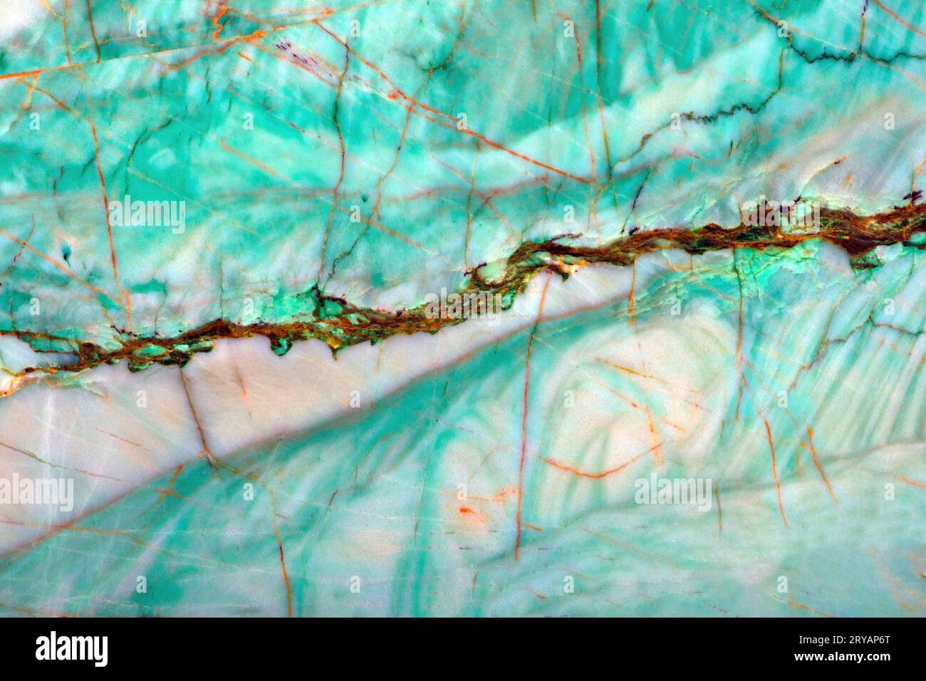 Large format texture, turquoise quartzite with brown veins and beige ...