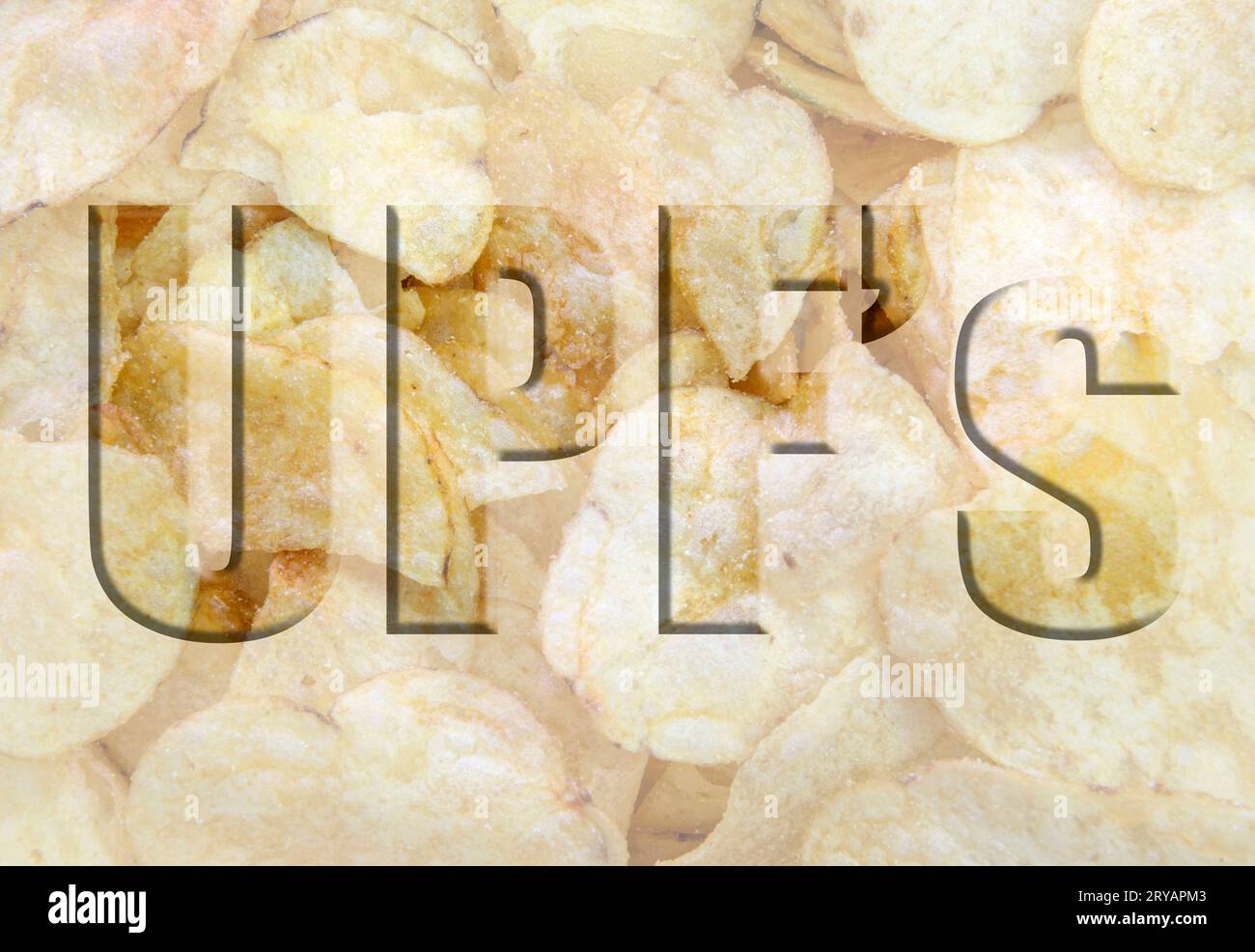 Digital composite. UPFs with an overlay of potato chips/crisps. UPFs ...