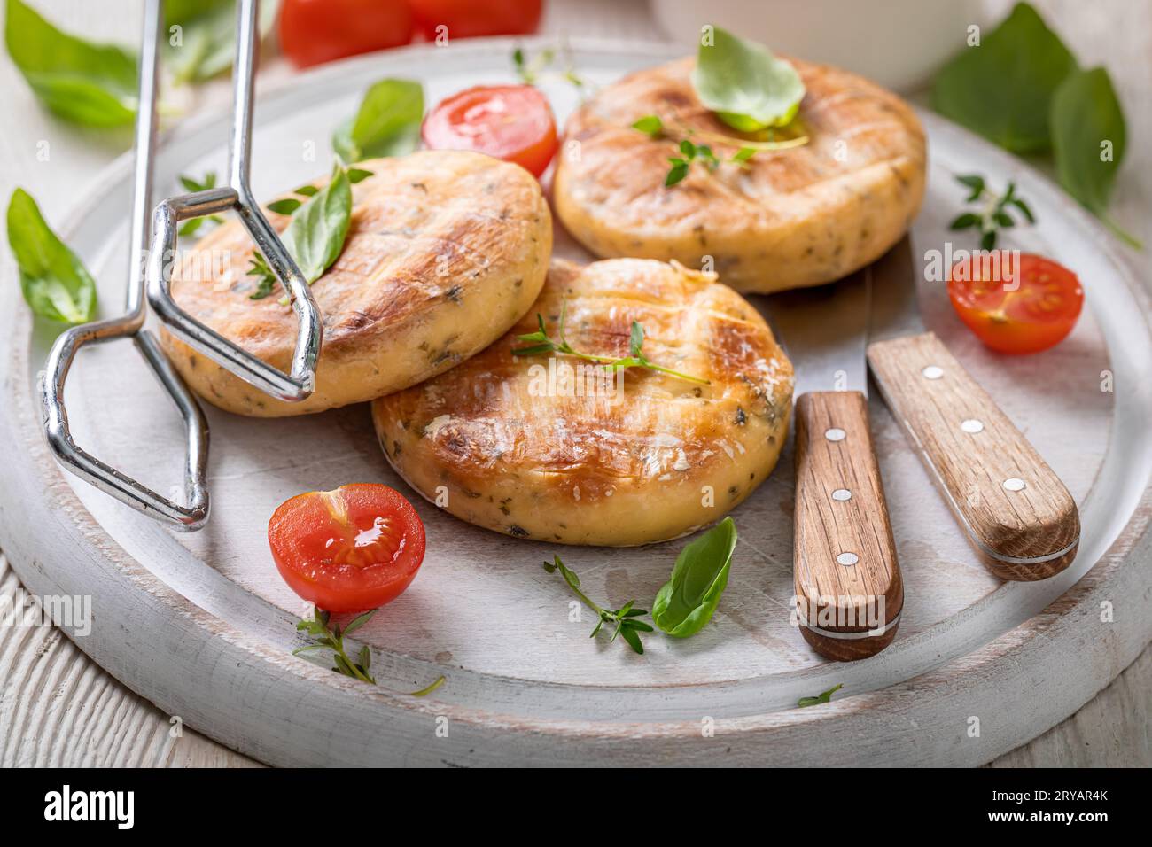 Delicious roasted halloumi cheese seasoned with herbs and pepper ...