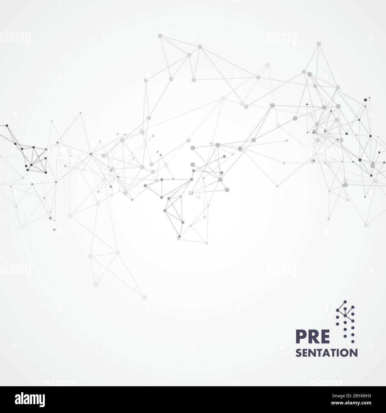 Abstract connect shapes with dots and lines. Vector science background. Polygonal network design ...