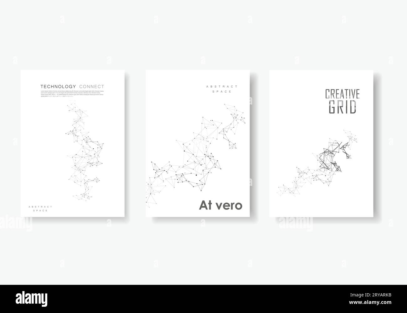 Abstract molecules brochure design. Vector cover template. Connect dots ...