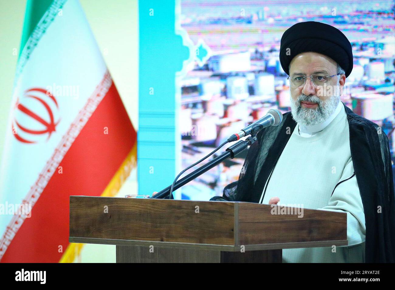 Isfahan, Iran. 29th Sep, 2023. Iranian President EBRAHIM RAISI speaks ...