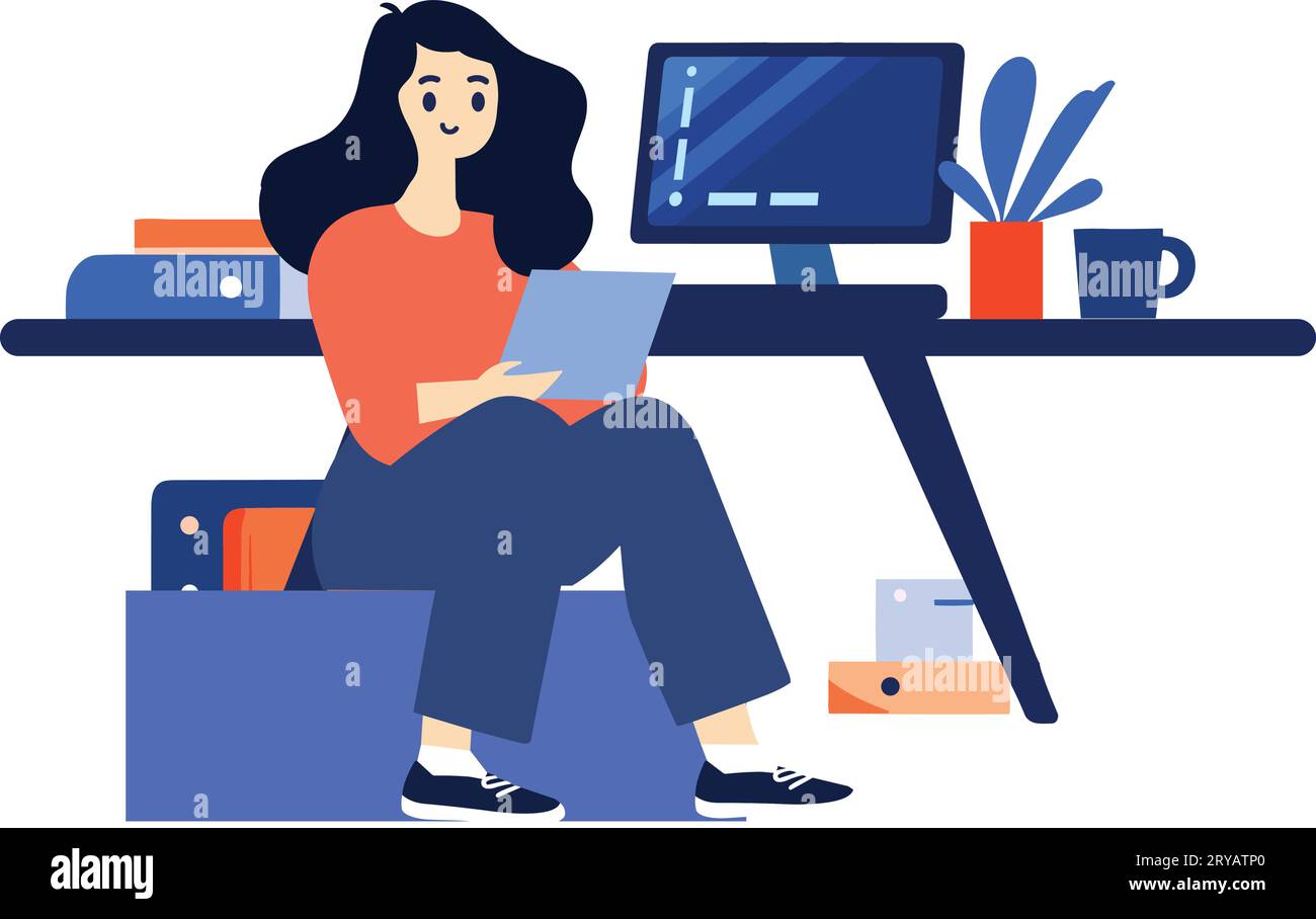 Professional man sitting desk reading Cut Out Stock Images & Pictures ...