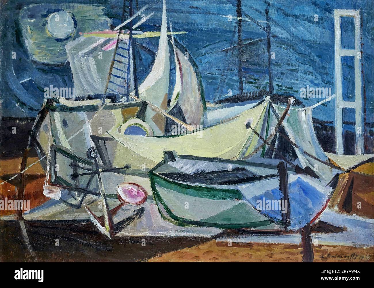 Piccolo porto - olio su tavola - Armando Baldinelli - 1947 ...