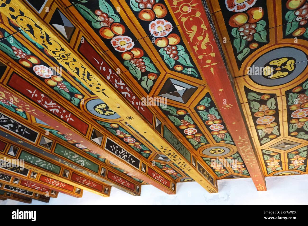 Colorful painted ceiling in a historic restored building in the Village ...