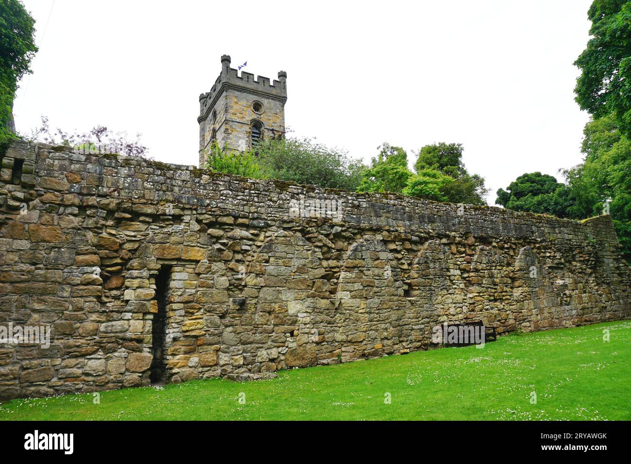Ruins of Medieval arched cloisters at historic Culross Abbey in Culross ...
