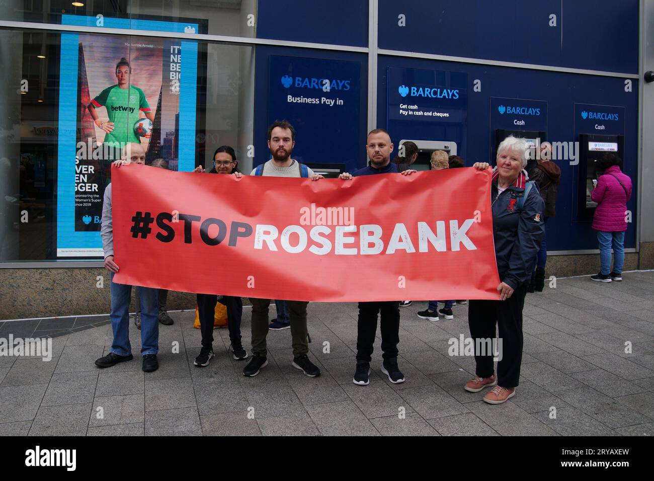 People take part during a protest in Liverpool after the controversial ...