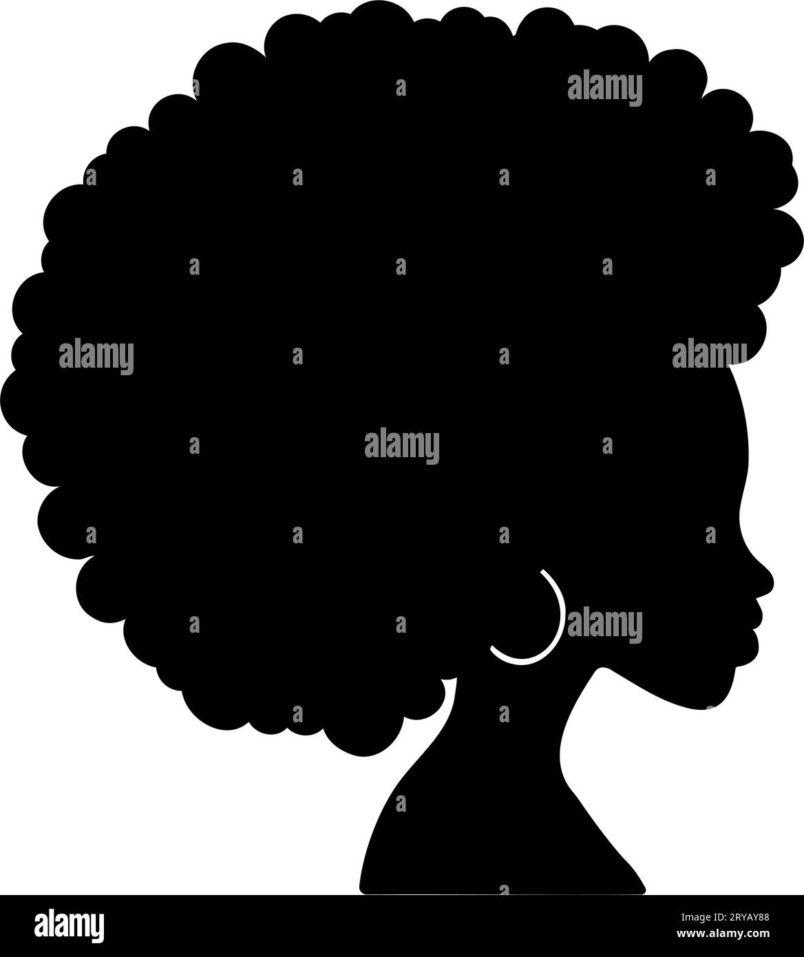 70s afro hairstyle woman head profile silhouette. Vector illustration ...