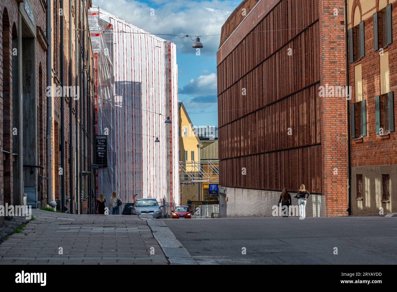 Construction work in the historic industrial landscape of Norrköping ...