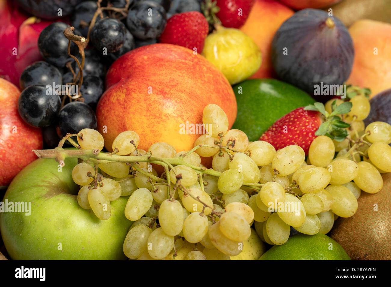Fresh fruits. Various fruits colorful, clean eating, Fruit background ...