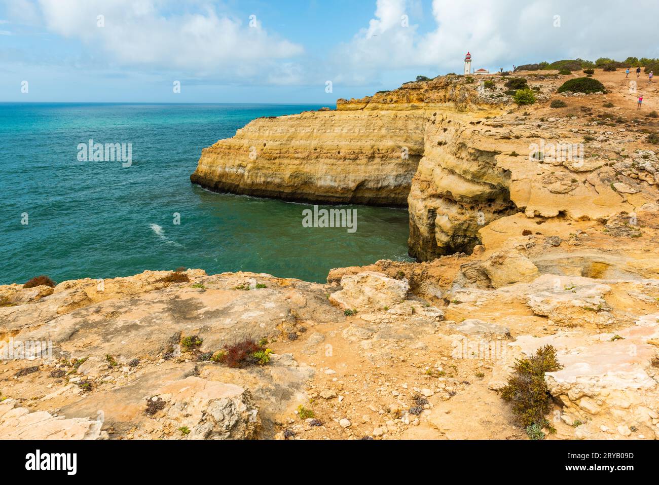 Farol de Alfanzina Lighthouse in Algarve Coast, Portugal Stock Photo ...