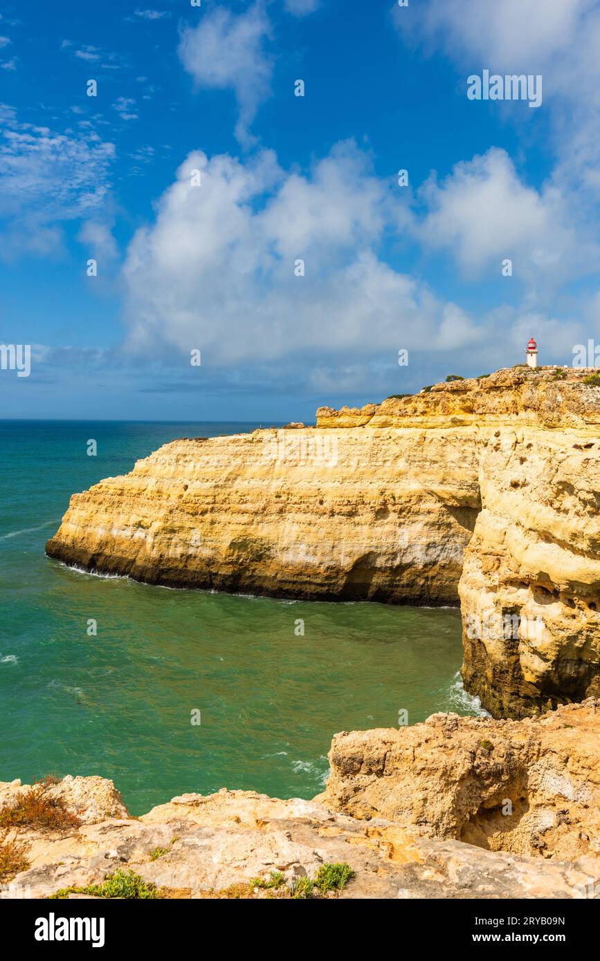 Farol de Alfanzina Lighthouse in Algarve Coast, Portugal Stock Photo ...