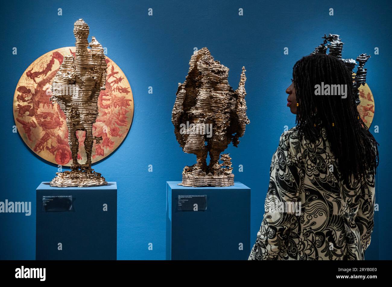 London, UK. 29th Sep, 2023. Heather Small looks at Work by James Rogers ...