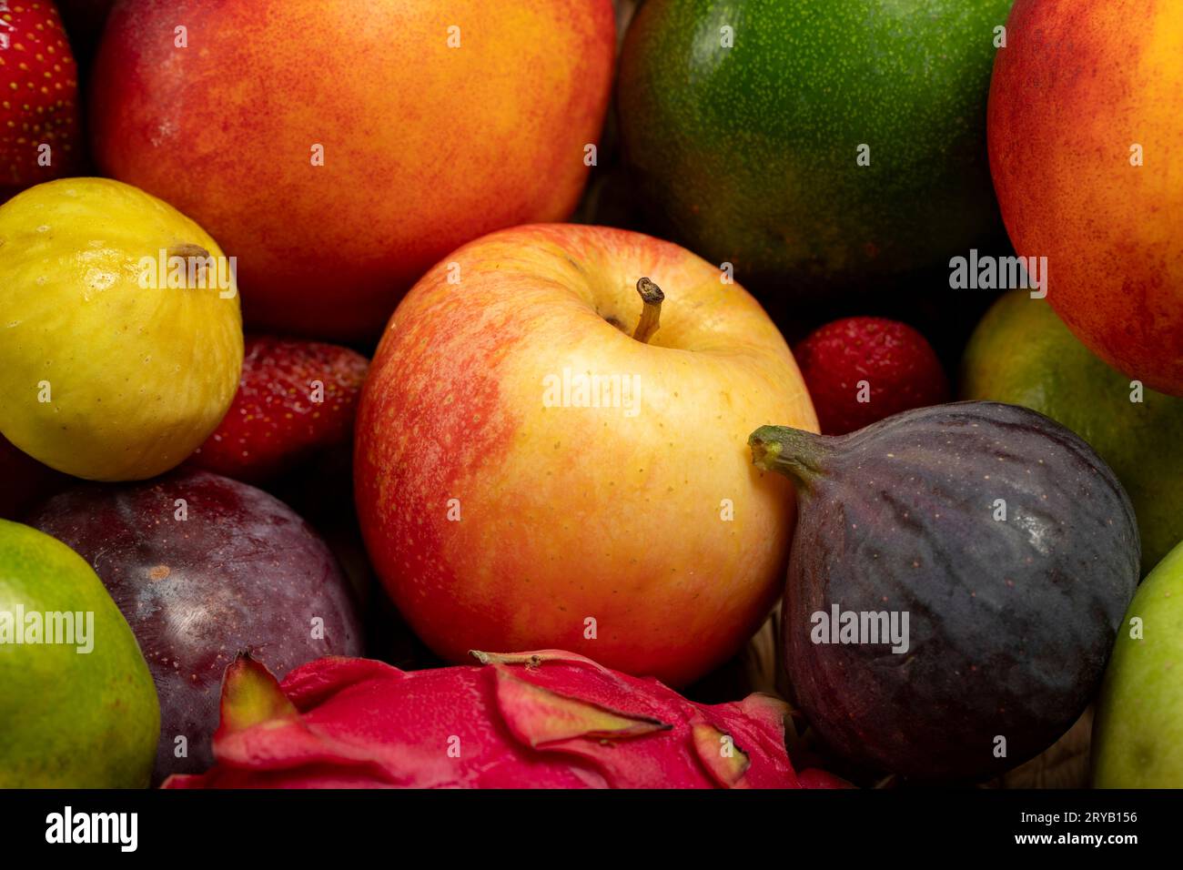 Food background fruits collection. Apples berries banner kiwi grape ...